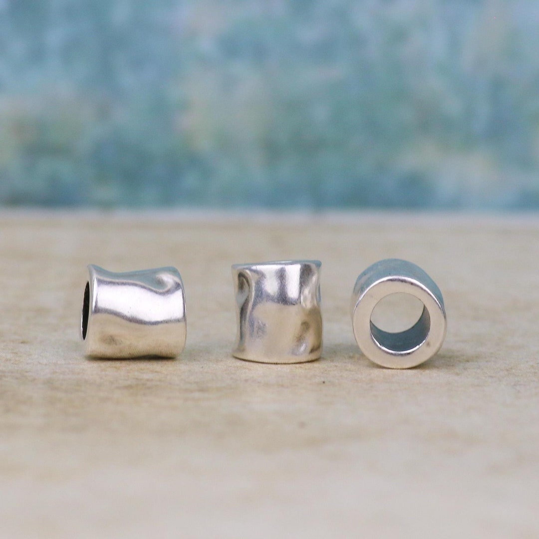 8tube Bead, Silver Tube,hammered Tube Bead,spacer Beads,silver Barrel ...