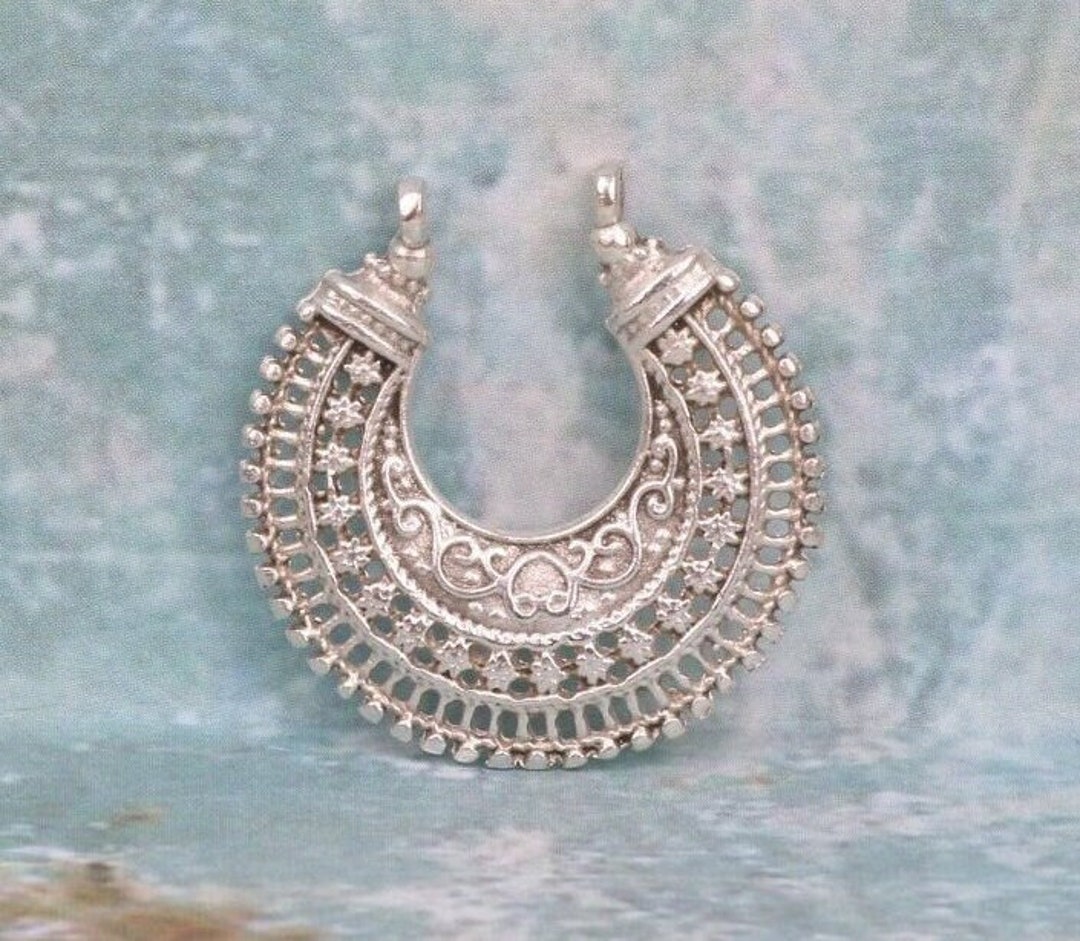 Ethnic Moon Pendant, Metal Bohemian Pendant, 28mm-antique Silver - Etsy