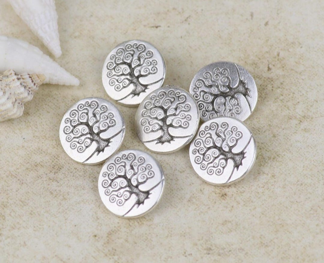 Tree of Life Pewter Button, Fine Silver Plated (21mm) - Etsy