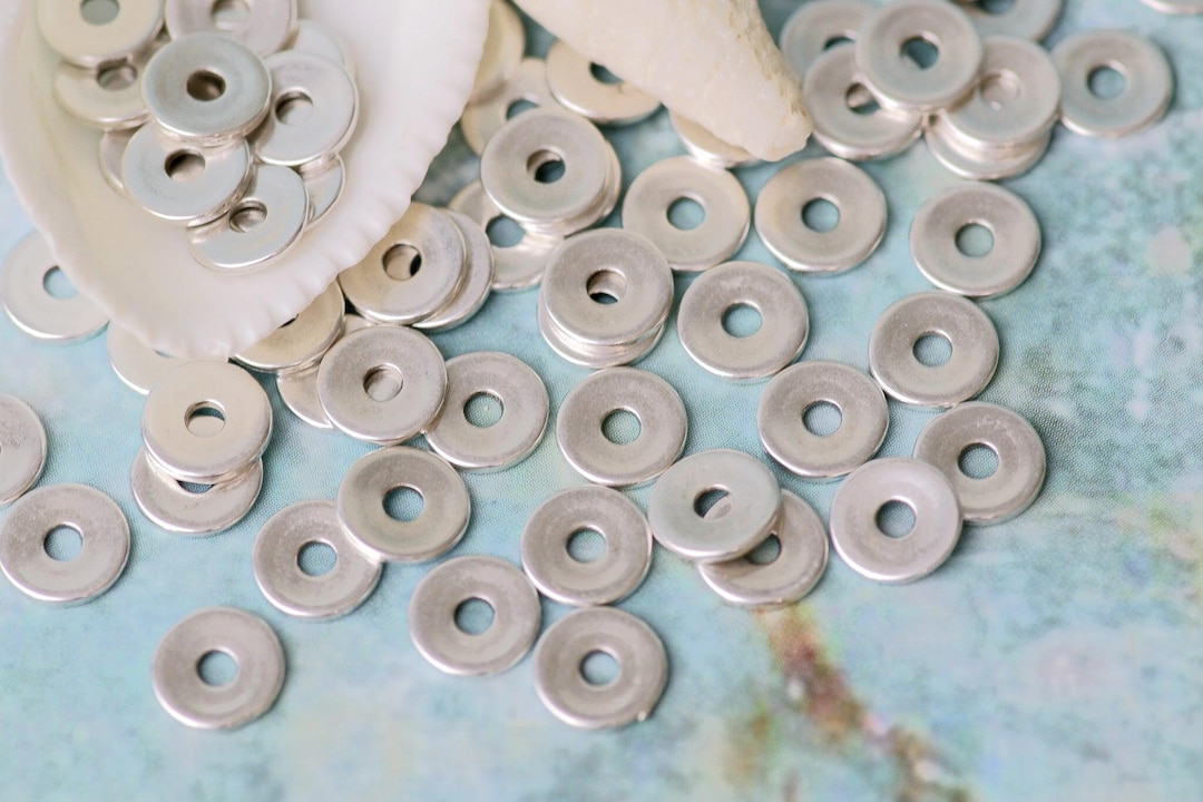Sterling Silver Plated Disc Beads, Flat Round Spacers (qty 15) - Etsy
