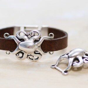 Octopus Connector Bead for up to 10mm Flat Leather Cord-zamak Beads-qty ...
