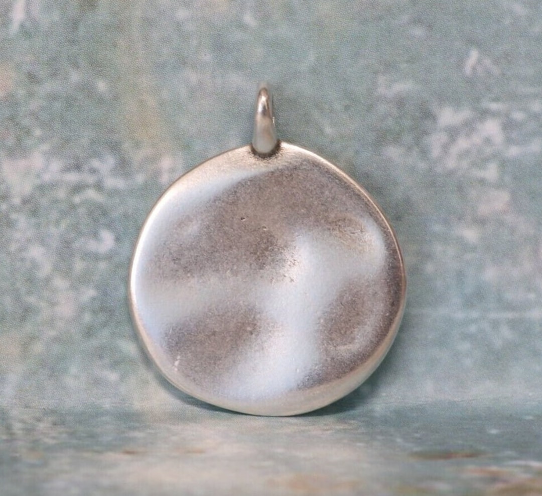 30mm Hammered Disc Pendant,silver Disc Pendant, Large Round Silver ...