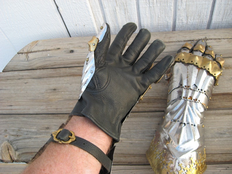 Hand Made Gothic Style Gauntlets With Pierced Brass Work. 15th C. - Etsy