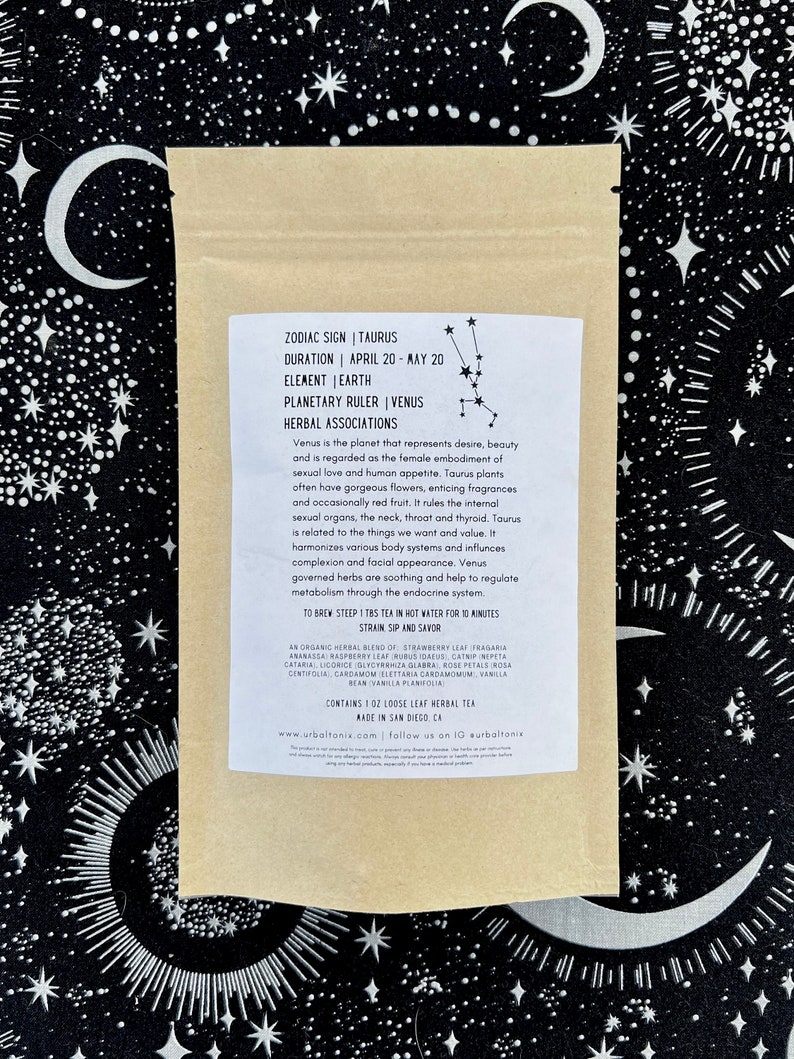 Taurus Zodiac Herbal Tea: Raspberry, Rose, Vanilla Bean - Etsy