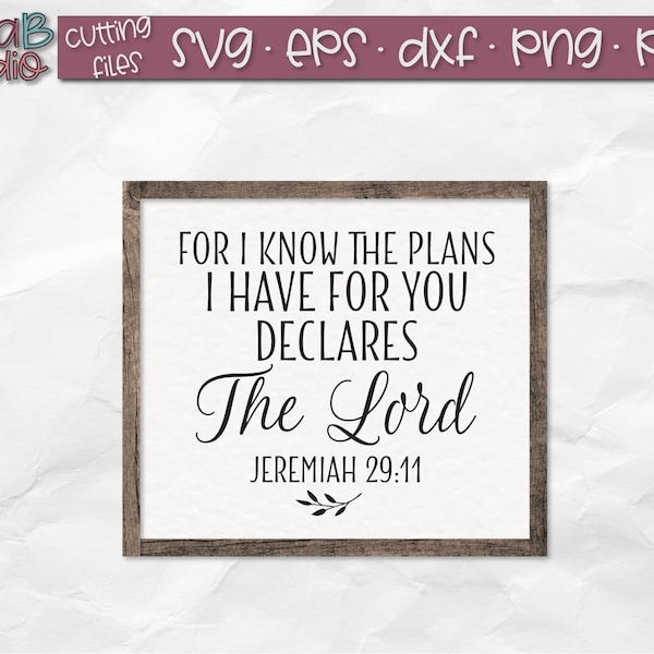 Jeremiah 29 11 for I Know the Plans I Have For - Etsy
