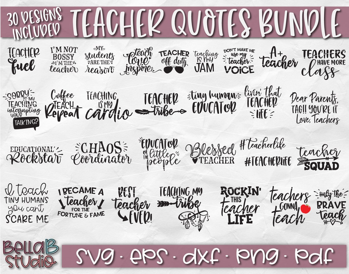 Teacher SVG Bundle Teacher Quotes Svg School Svg Funny | Etsy Canada