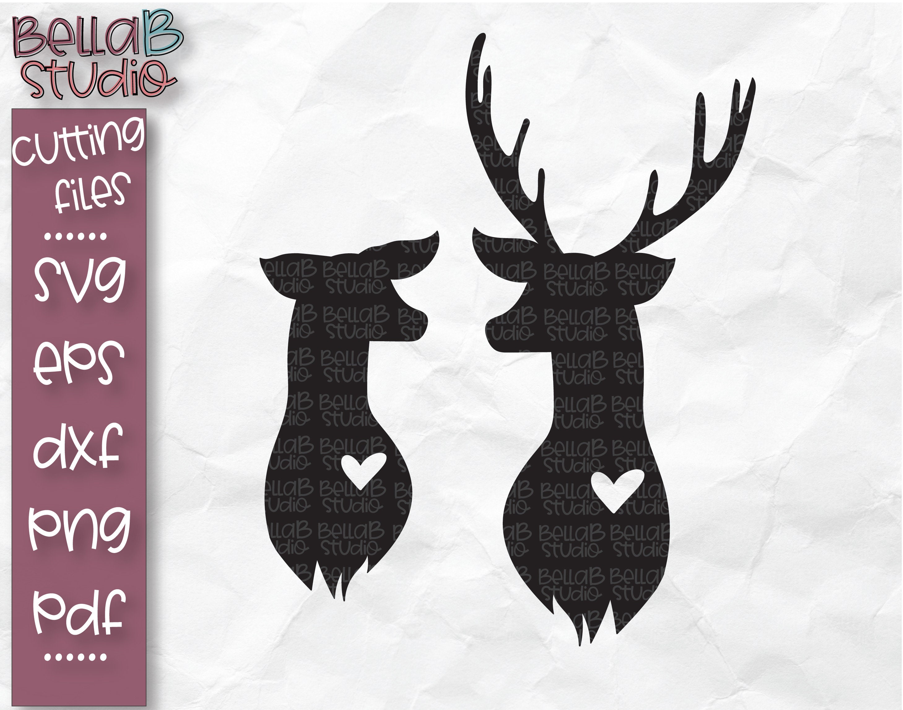 SVG Files Deer Head Svg Buck and Doe SVG Valentine's | Etsy