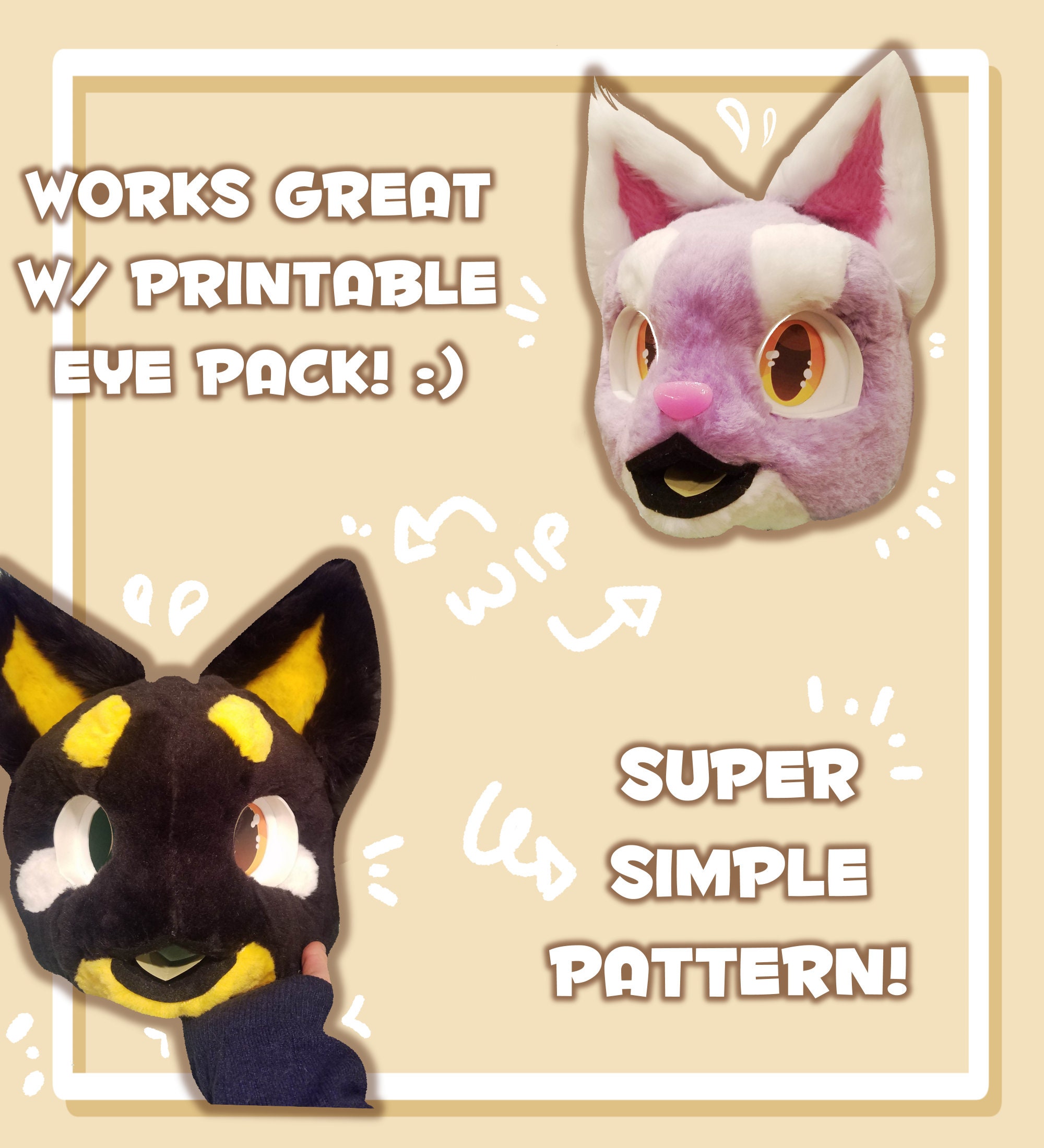 Simple Kemono Fursuit Foam Head Base Pattern DIGITAL - Etsy Canada