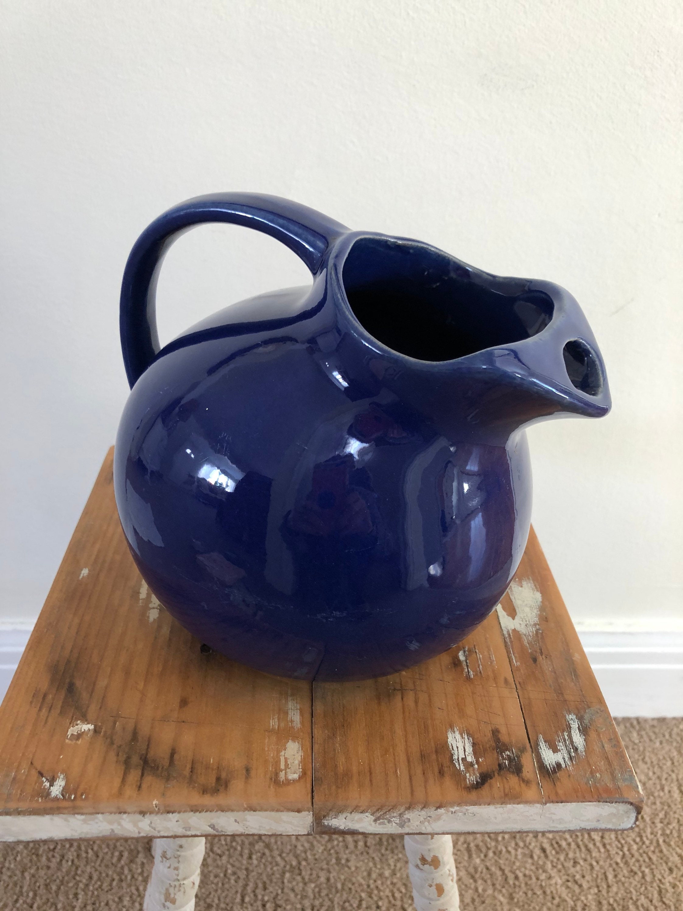 Vintage Mccoy Cobalt Blue Ball Pitcher - Etsy