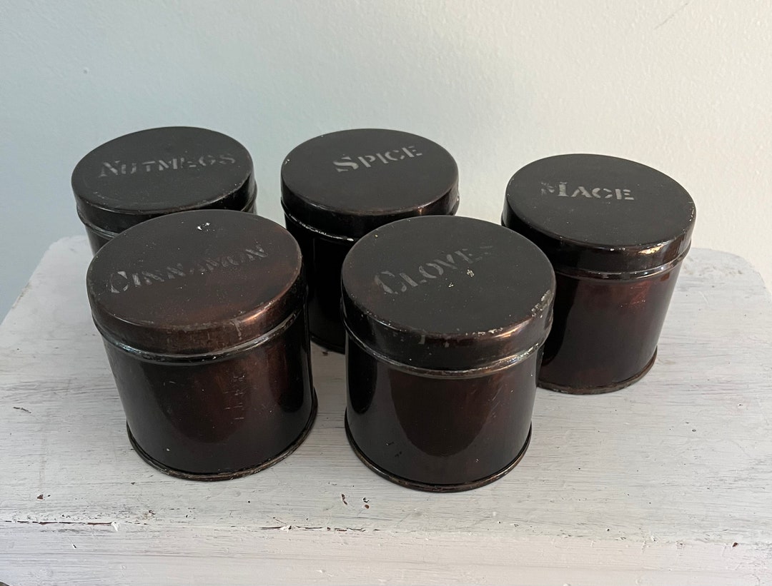 Antique 5 Metal Victorian Spice Tins/cans - Etsy