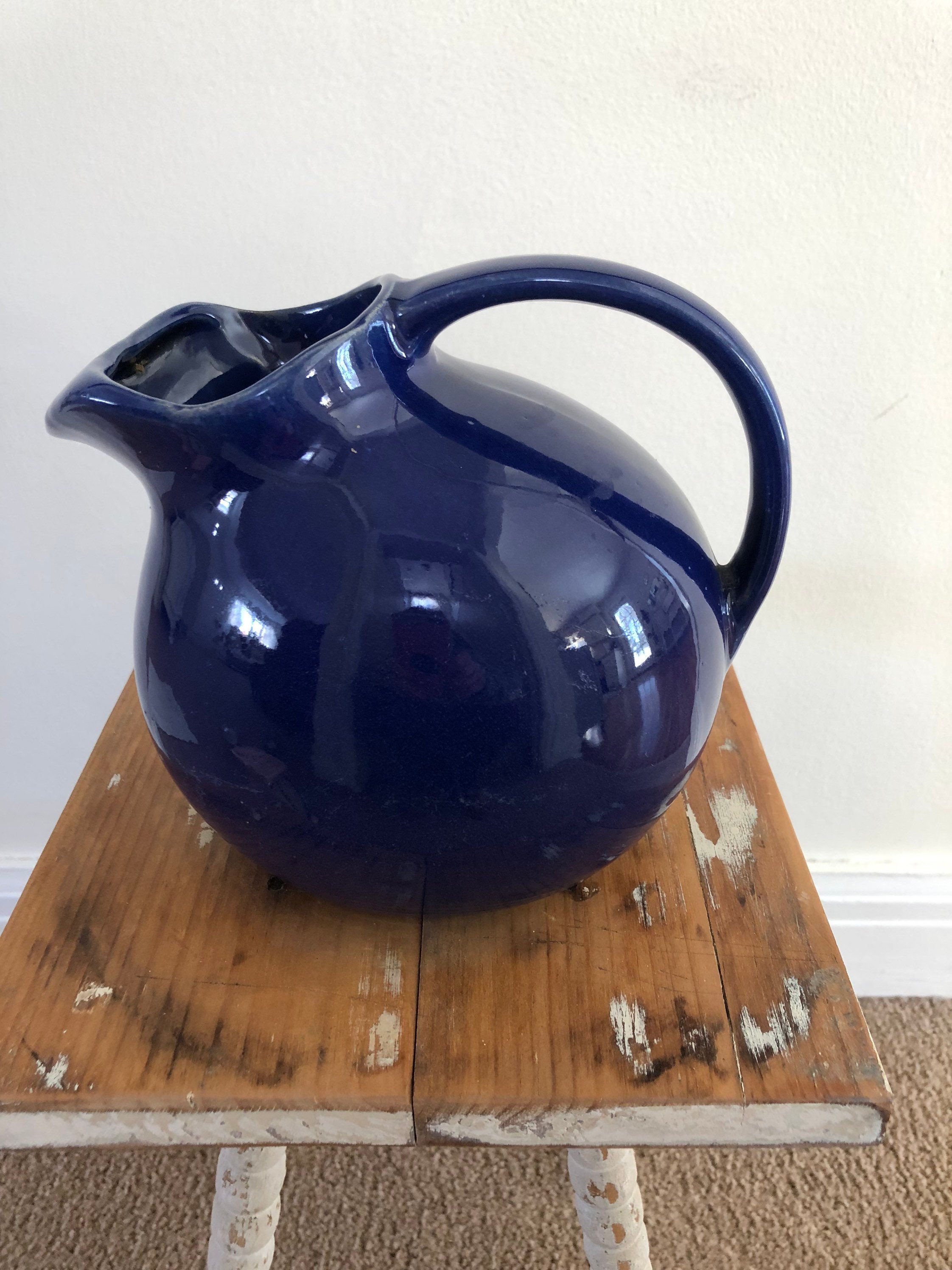 Vintage Mccoy Cobalt Blue Ball Pitcher - Etsy