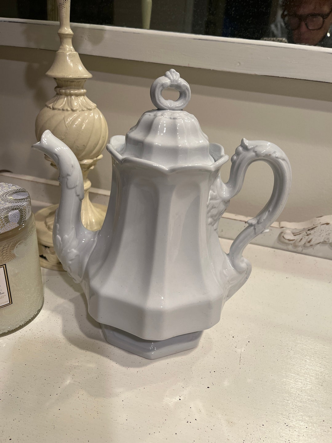 Antique Jacob Furnival White Ironstone Grape Coffee Pot 1800’s - Etsy