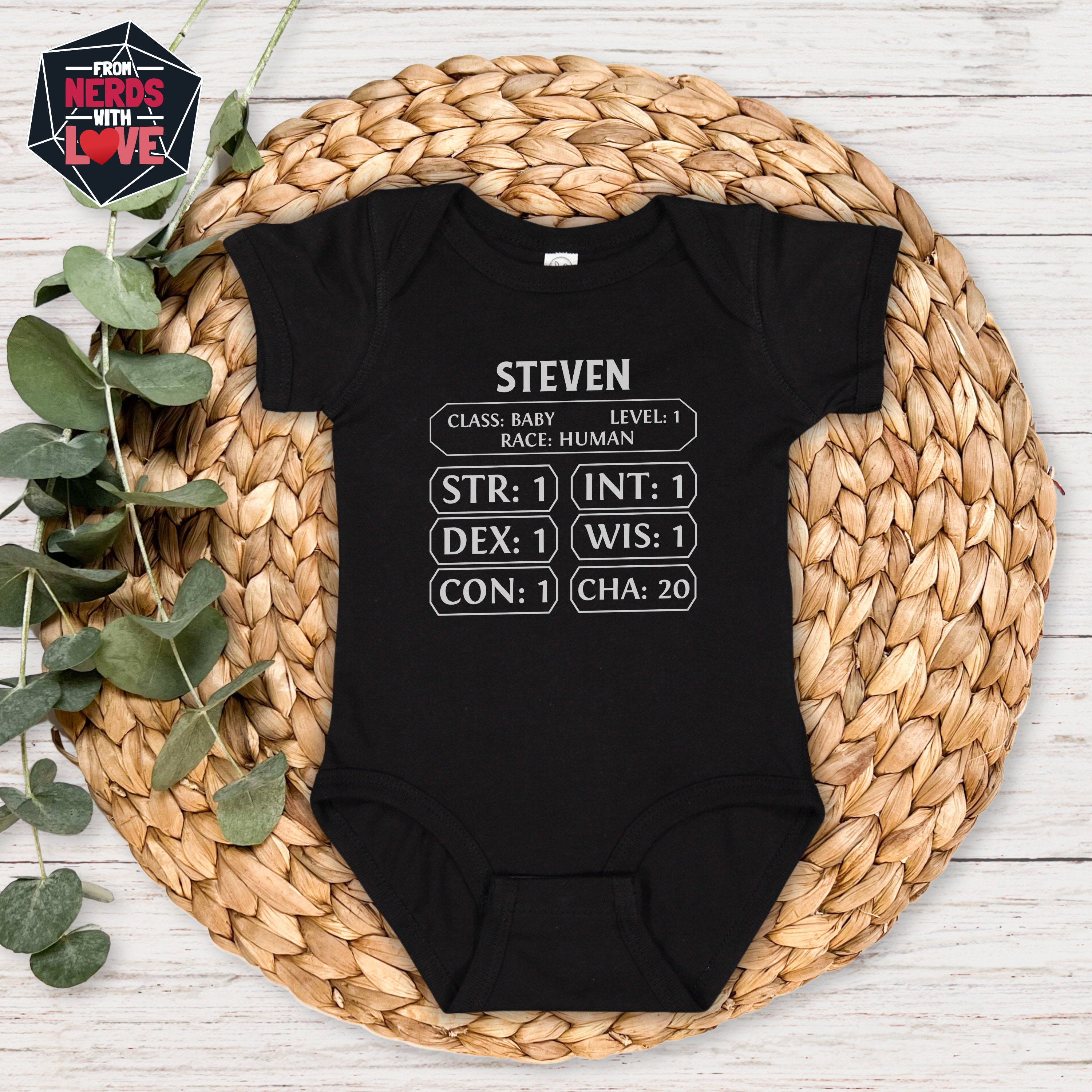CUSTOMIZABLE Character Sheet Baby Bodysuit | Funny Baby Shower Gift ...