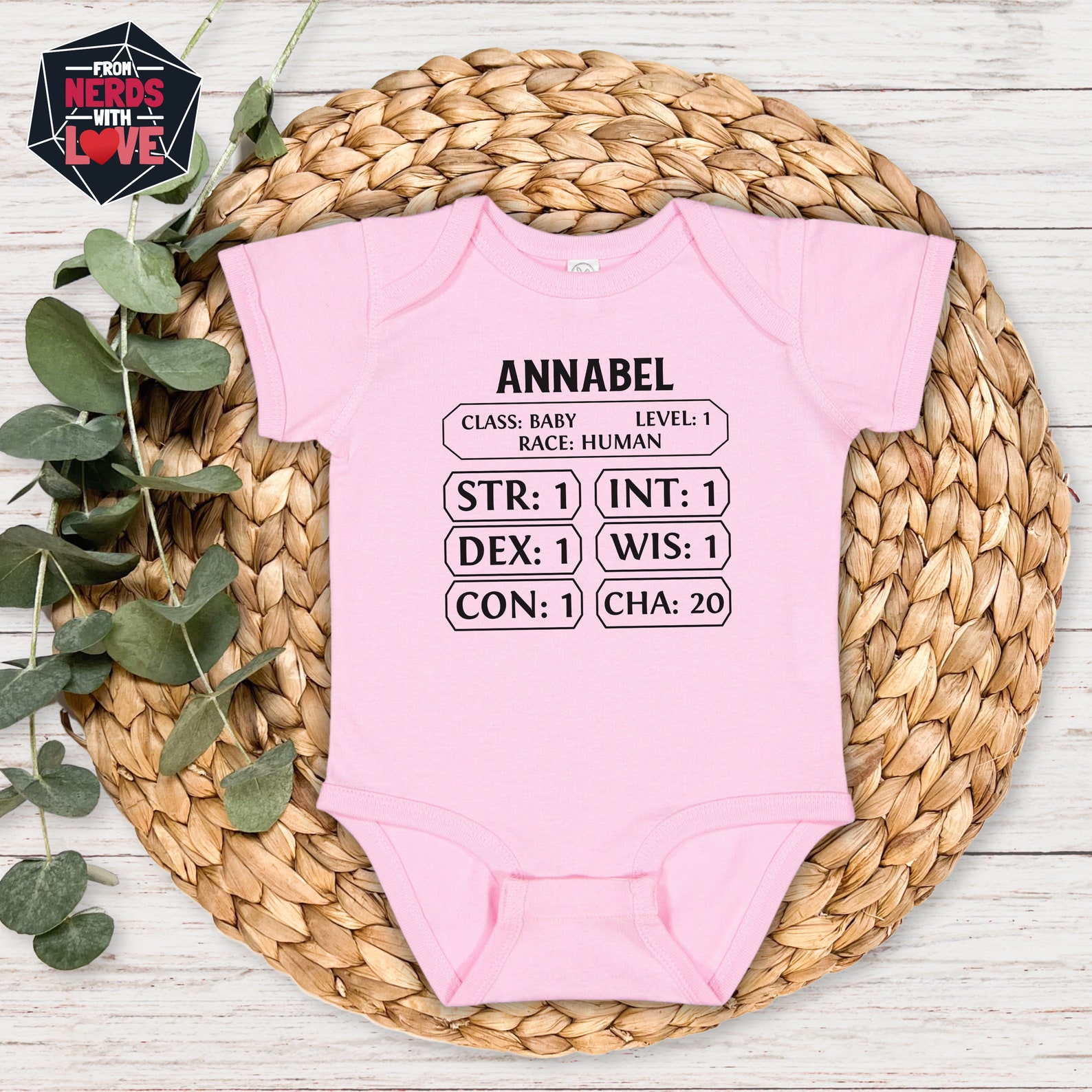 CUSTOMIZABLE Character Sheet Baby Bodysuit | Funny Baby Shower Gift ...