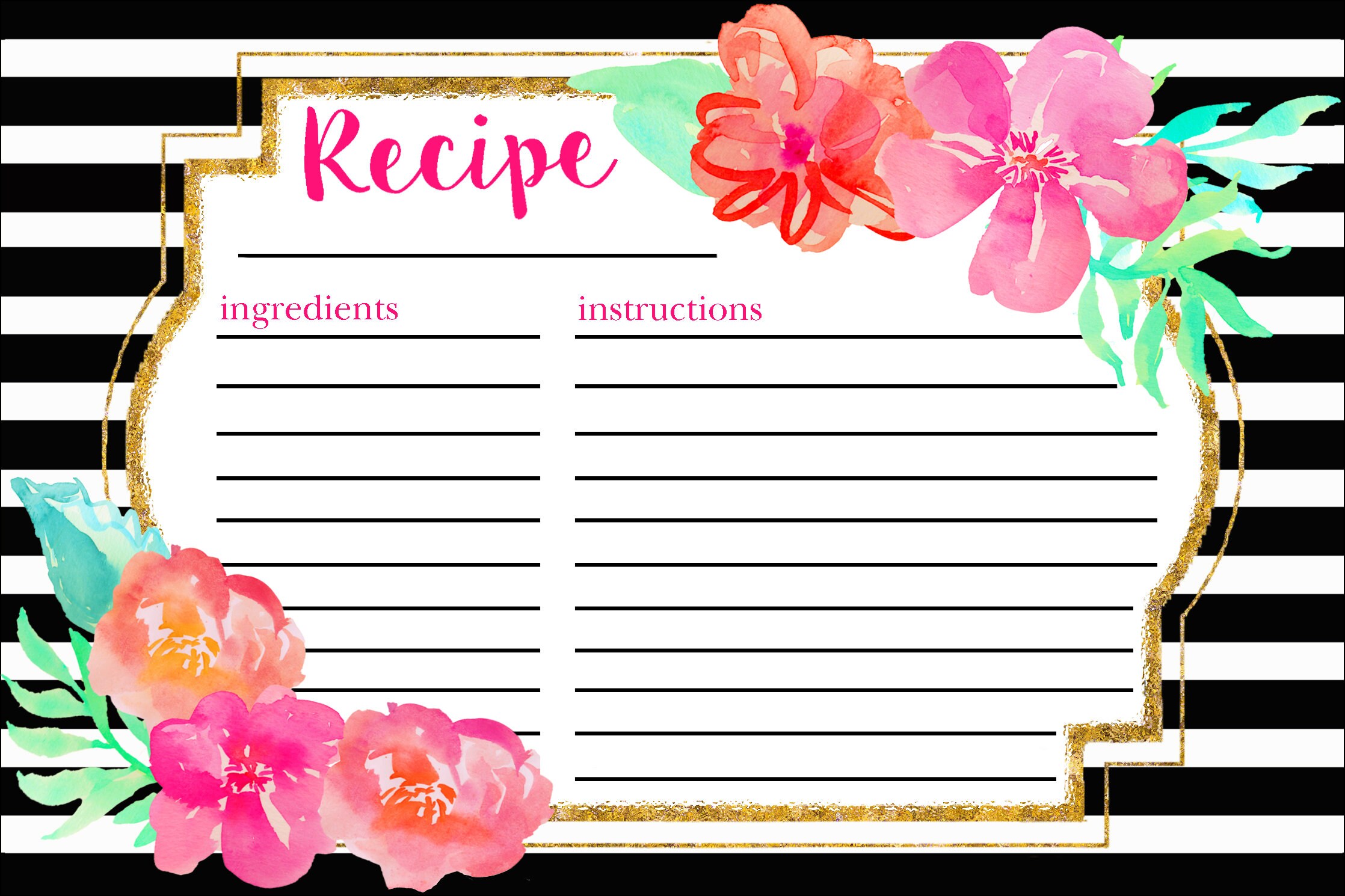 Printable Recipe Cards - Etsy