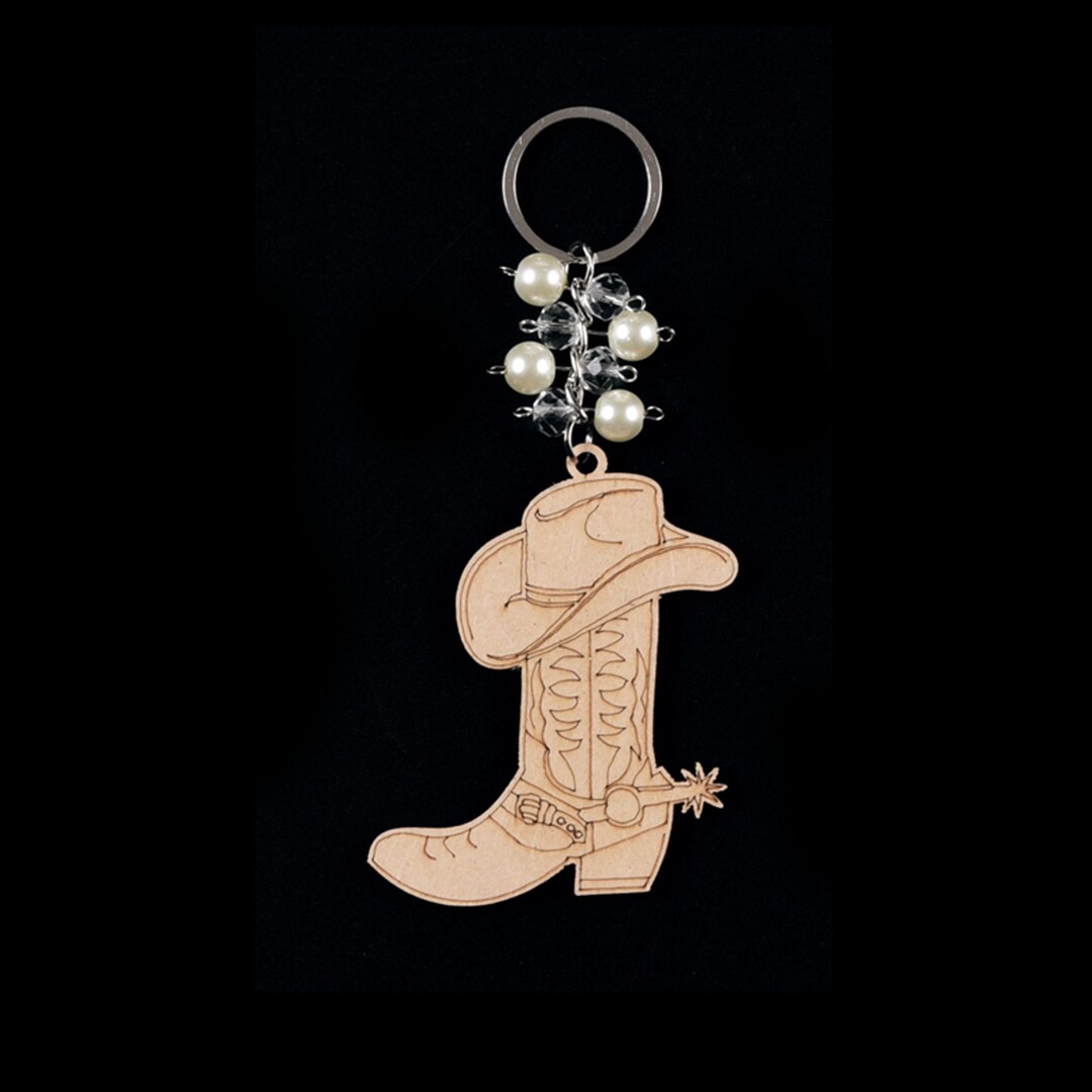 Wood Laser Cut Engrave Cowboy Boot- Hat Key Chain Party Favors. - Etsy