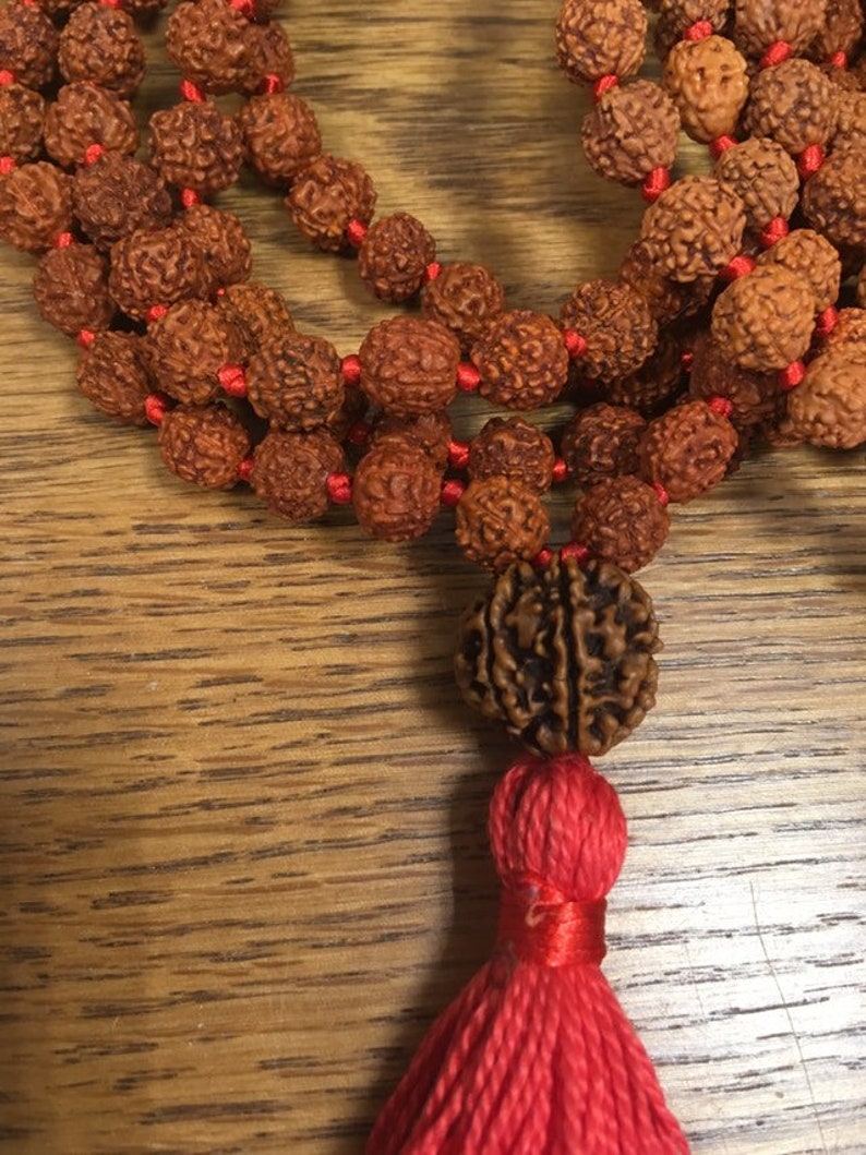 Rudraksha 108 Bead Mala Hand Knotted With Tassel 5 Mukhi - Etsy