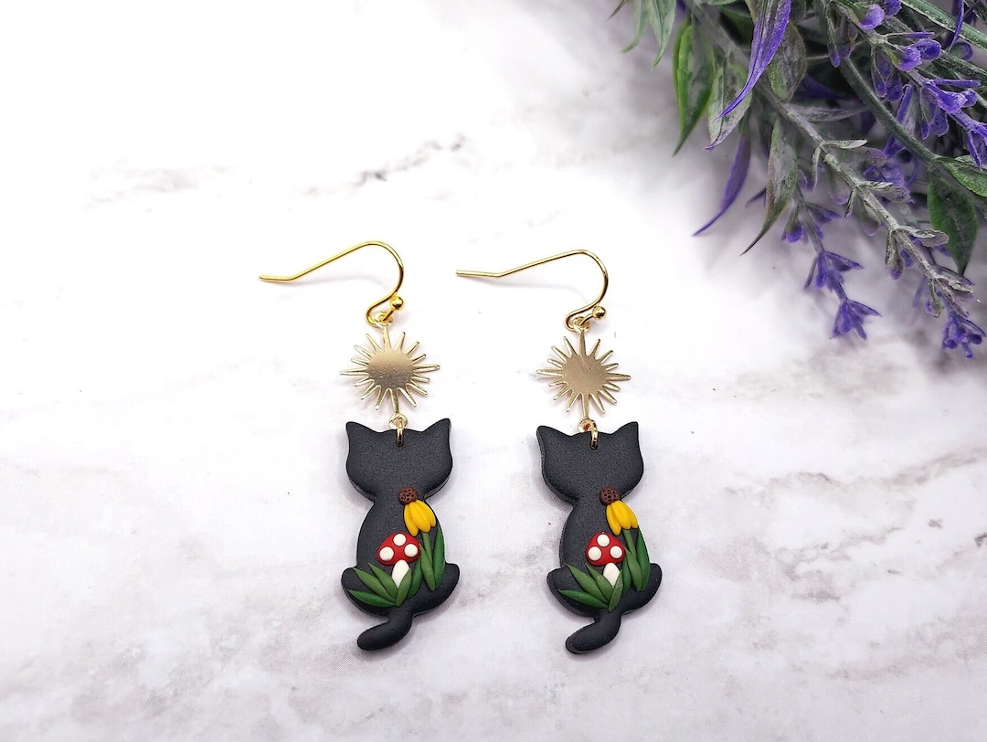Handmade Cat Polymer Clay Earrings--great Gift for Any Special Occasion ...