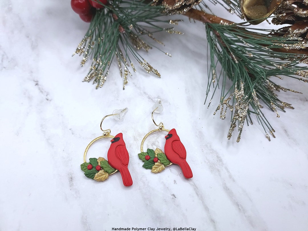 Handmade Cardinal Christmas Wreath Polymer Clay - Etsy