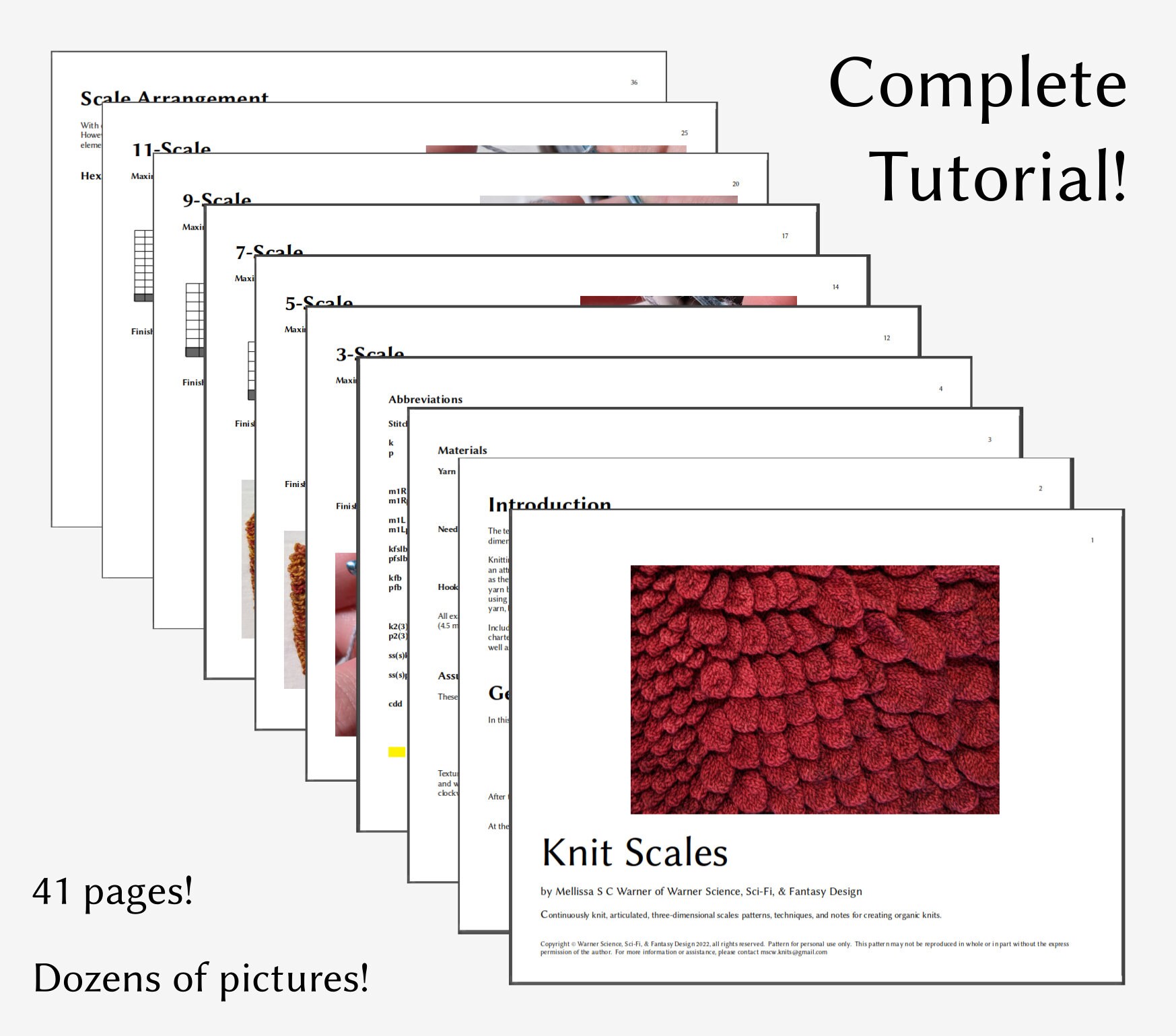 Knit Scales PDF Pattern: Complete Tutorial for Articulated 3-D Knitted ...