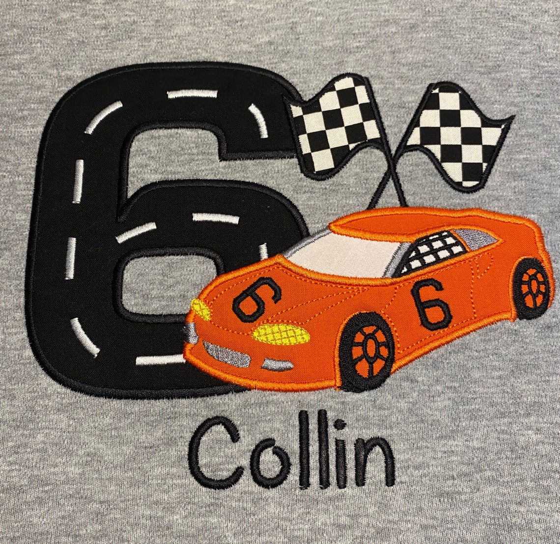 Race Car Birthday Embroidered T-shirt-any Color or Number Car | Etsy