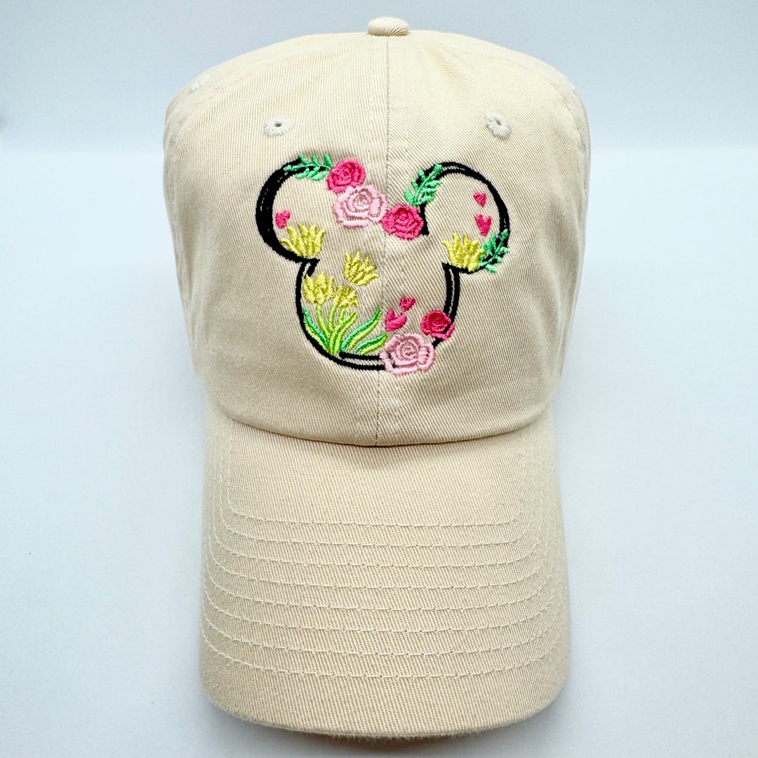 Spring Floral Mouse Head- Embroidered Cap-many Cap Color Choice-adults ...