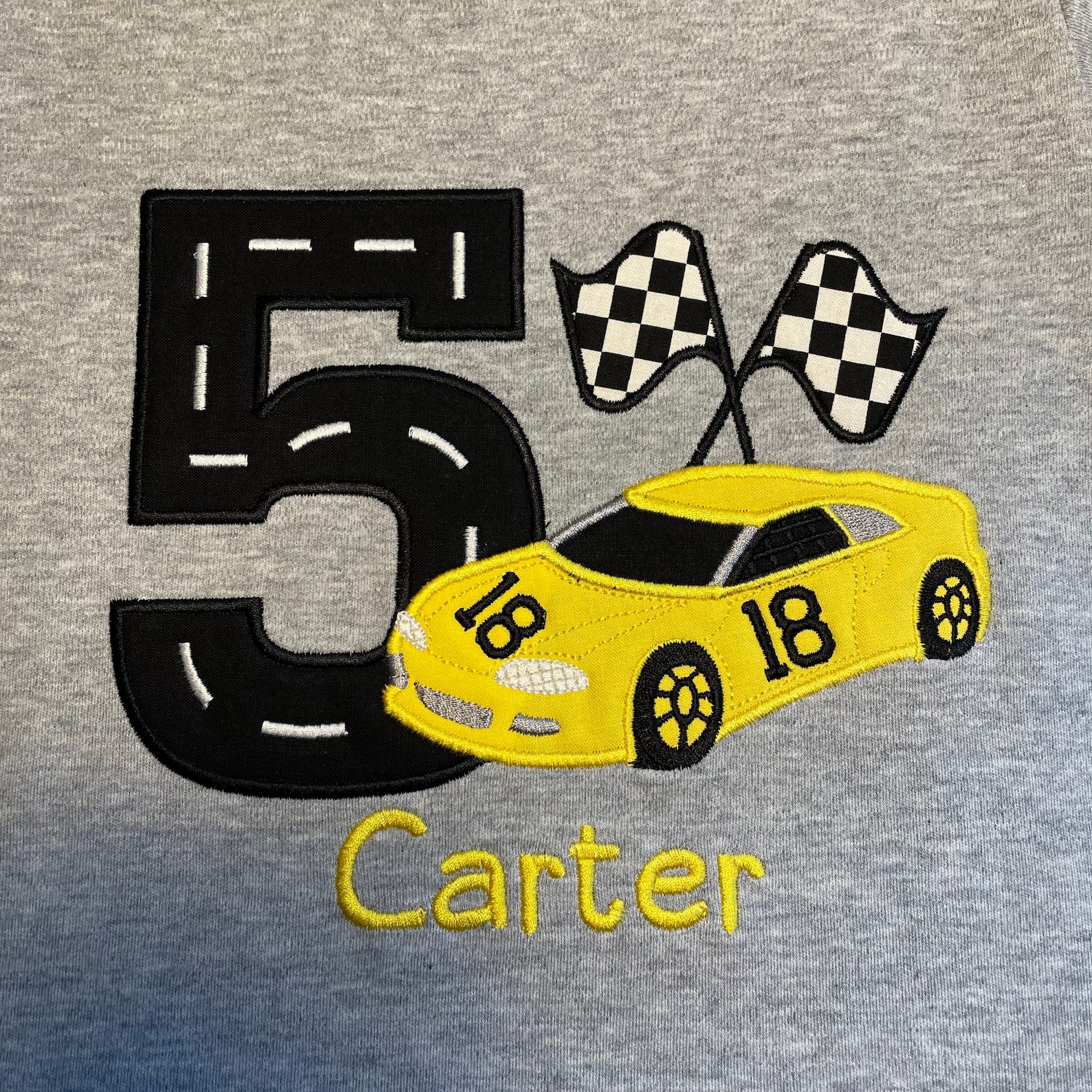 Race Car Birthday Embroidered T-shirt-any Color or Number Car | Etsy