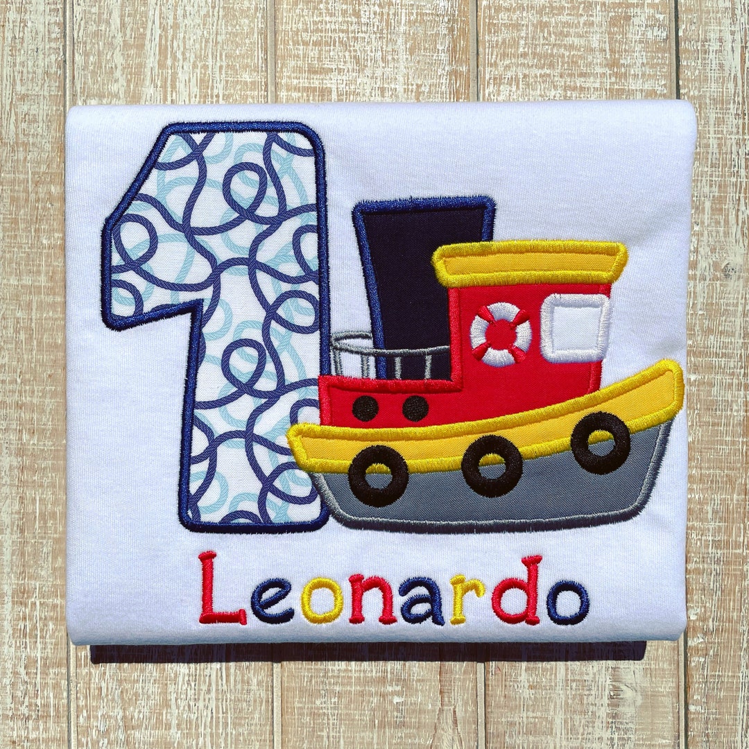 Tug Boat Birthday Embroidered Bodysuit or T-shirt - Etsy