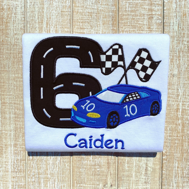 Race Car Birthday Embroidered T-shirt-any Color or Number Car | Etsy
