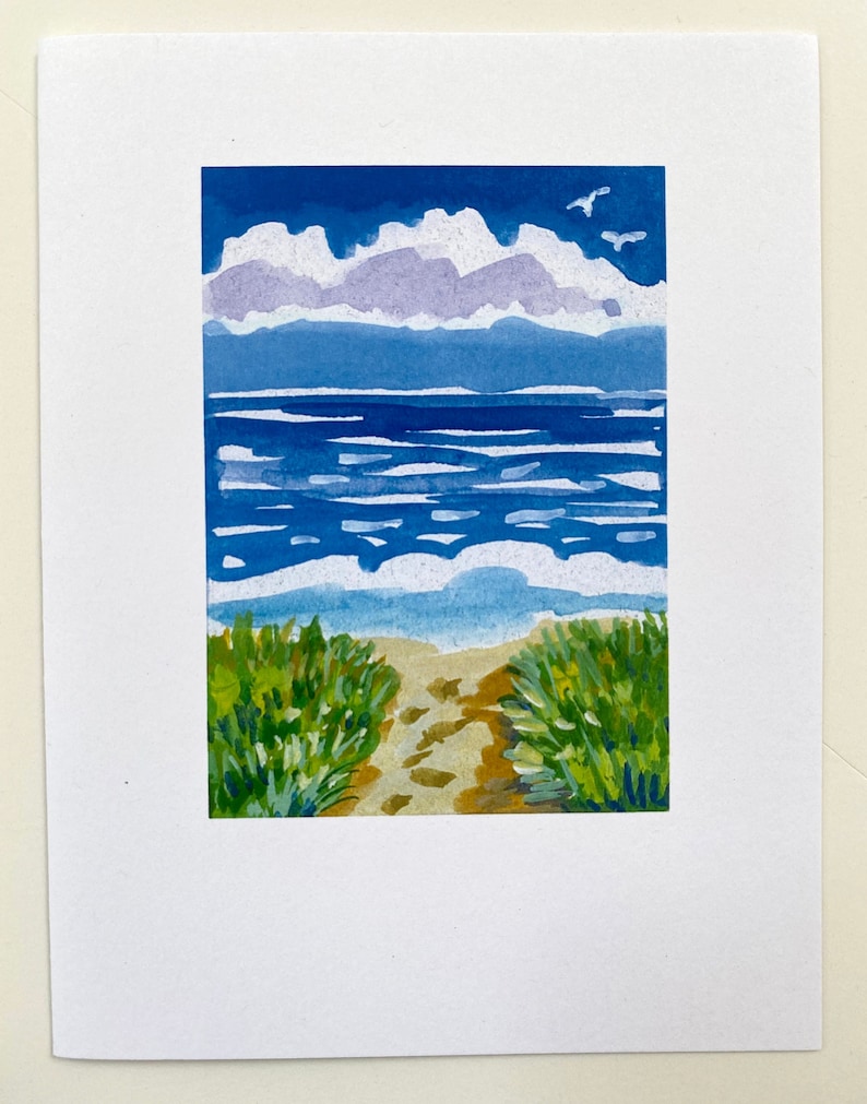 Beach Path Art Note Cards – Maine Coast Watercolor, Set of 8 - Etsy