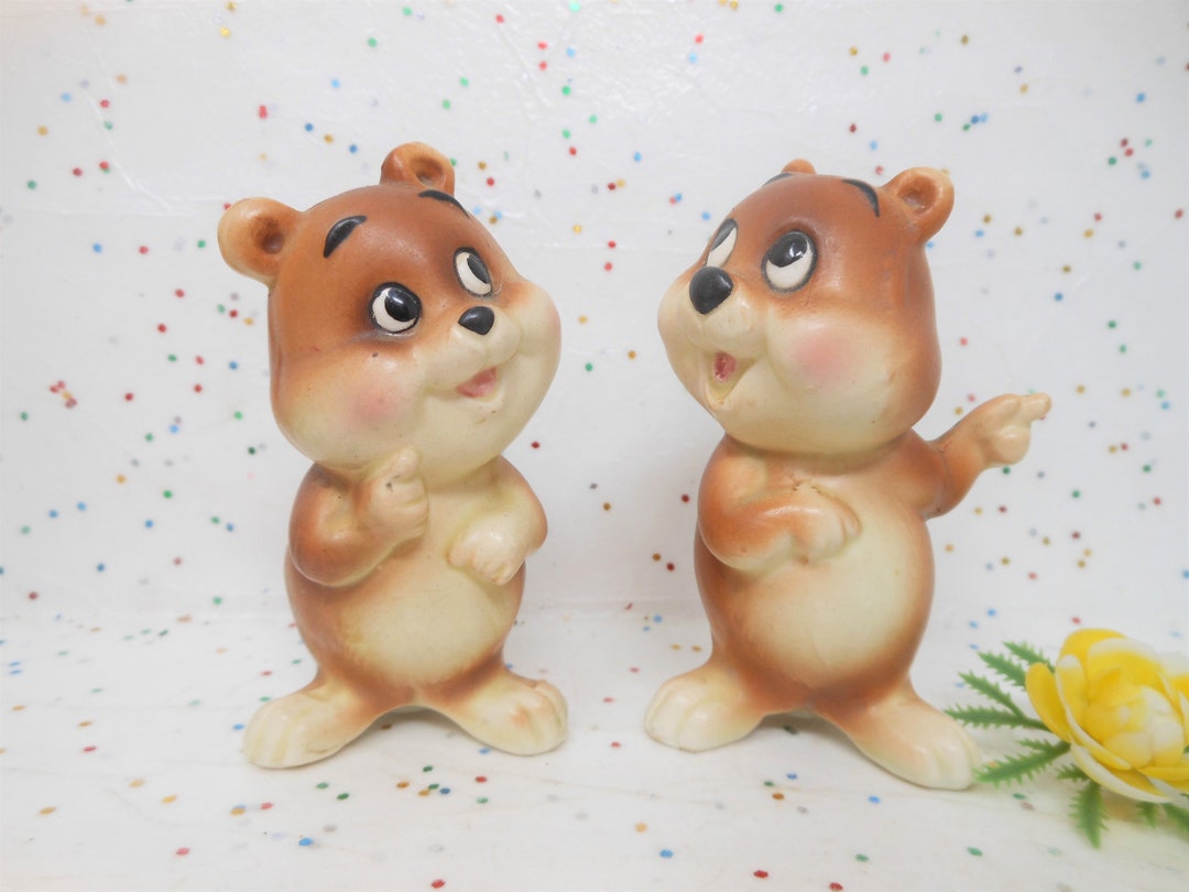 Vintage LEFTON Gopher Pair Salt Pepper Shaker Set Japan Anthropomorphic ...