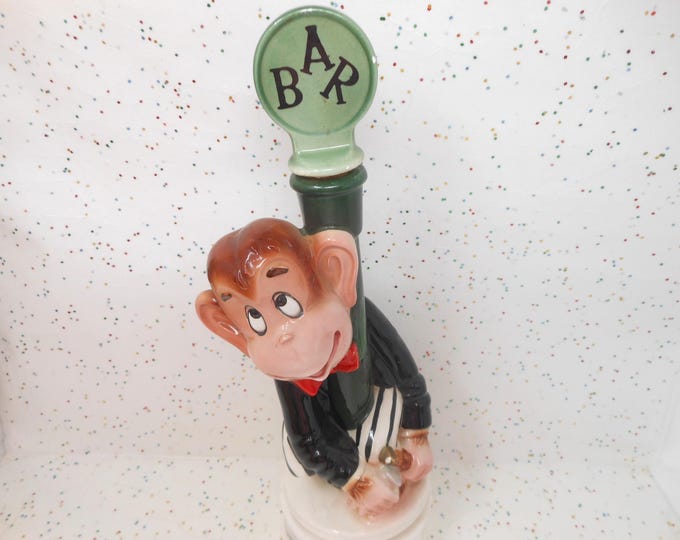 Vintage Bar Drunk Monkey Music Box Decanter Japan Ceramic Mid Century ...