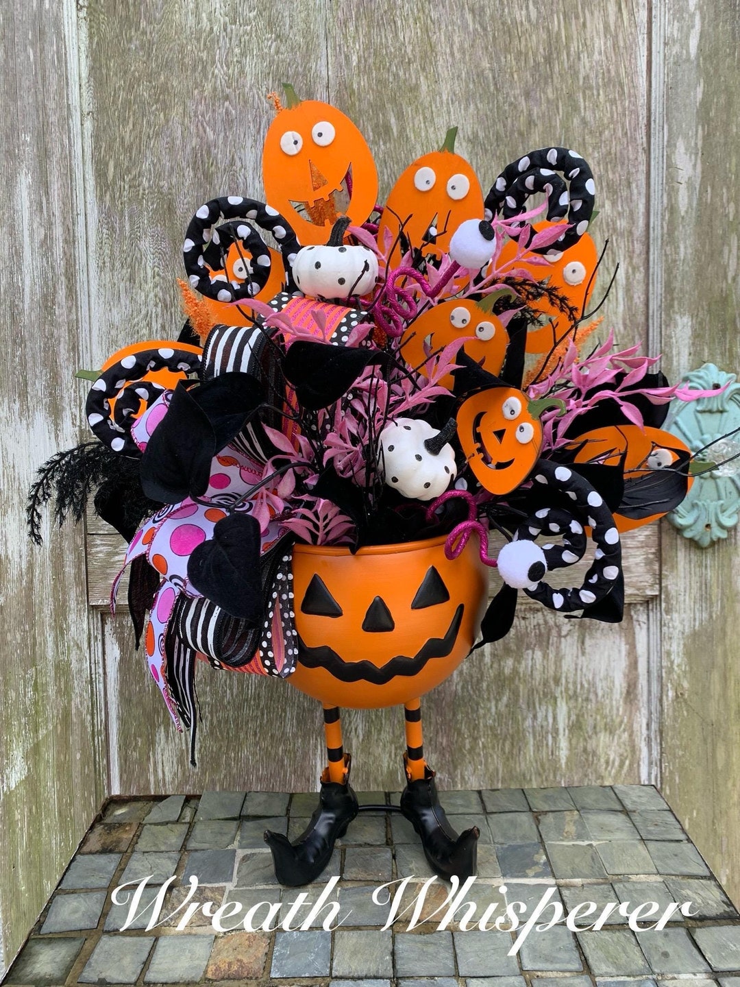 DELUXE PINK ORANGE Halloween Floral, 18 X 23, Halloween Decor ...