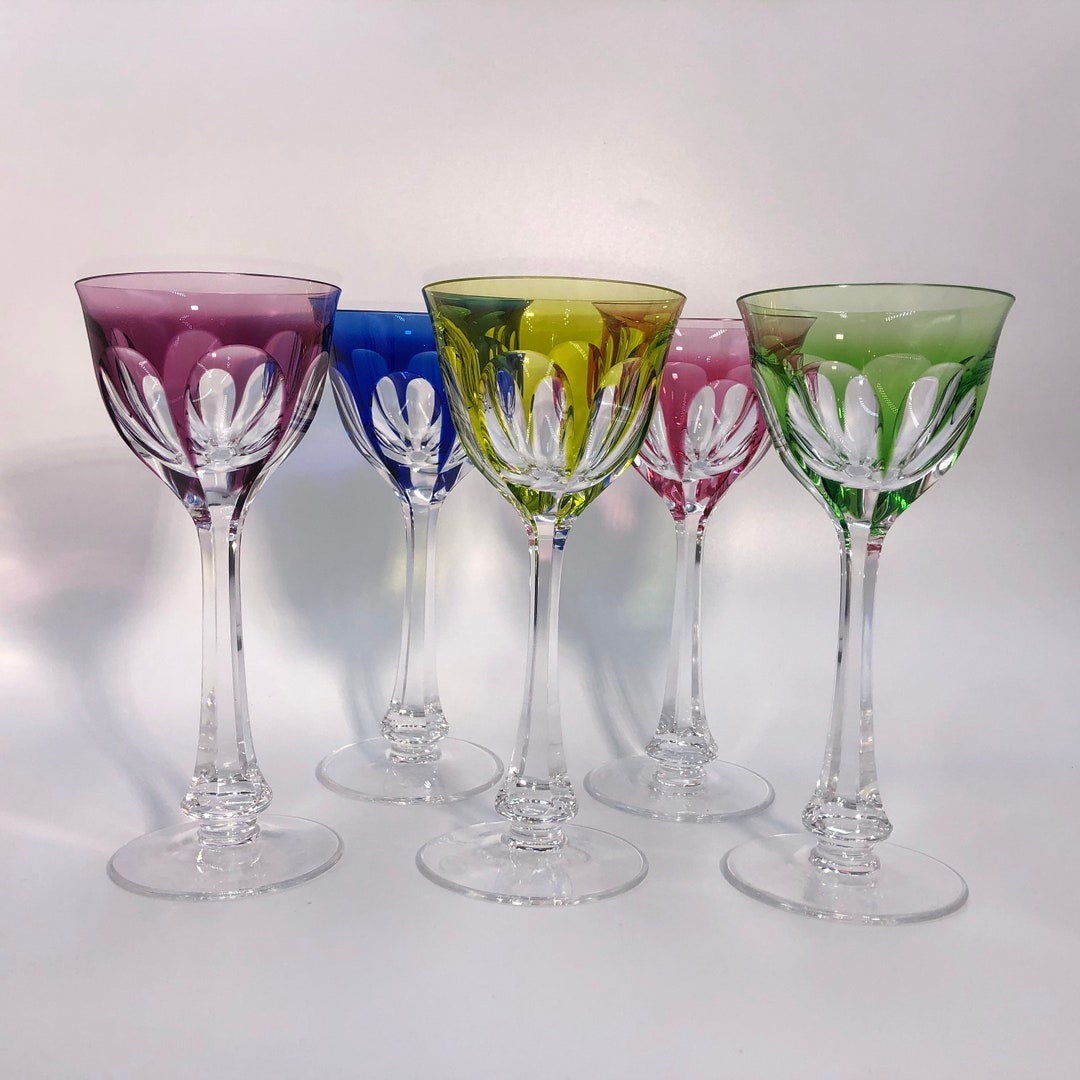MOSER Crystal Lady Hamilton Cut to Clear Wine Rainbow Multi Color ...
