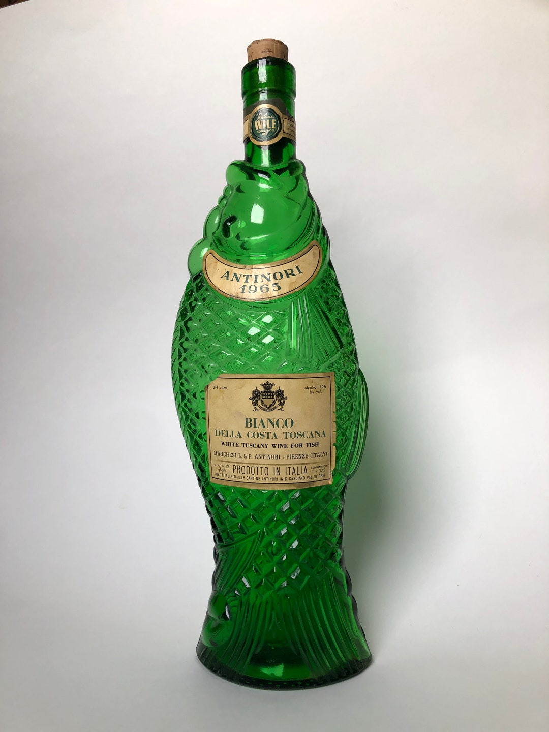 Vintage 1965 Antinori Bianco Fish Wine Decanter Bottle With Cork 11" - Etsy