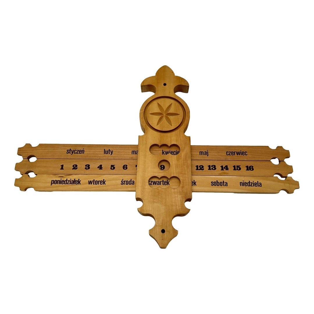 Polish Wood Perpetual Calendar Carpentry Handmade Poland Month Day Date ...