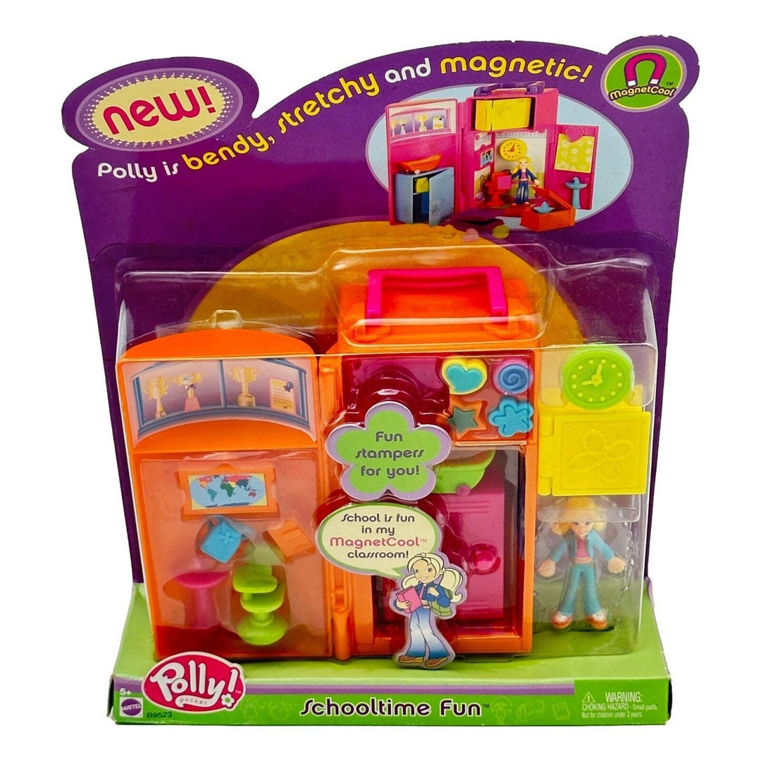 Polly Pocket Doll Set School Time Fun New Stamps Magnets New Sealed ...