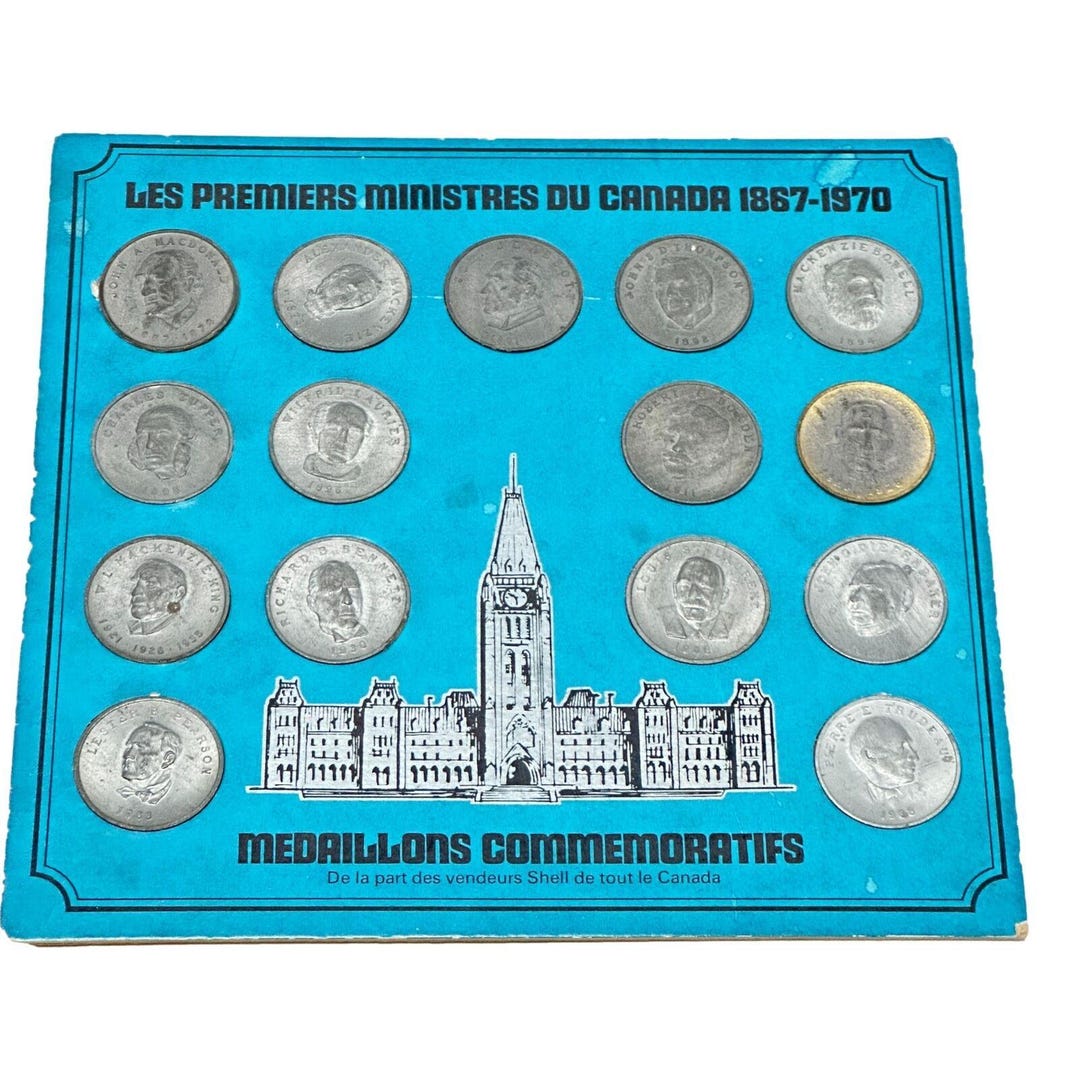 Shell Oil Token Coin Set Prime Minsters of Canada 15 Vintage 1970s ...