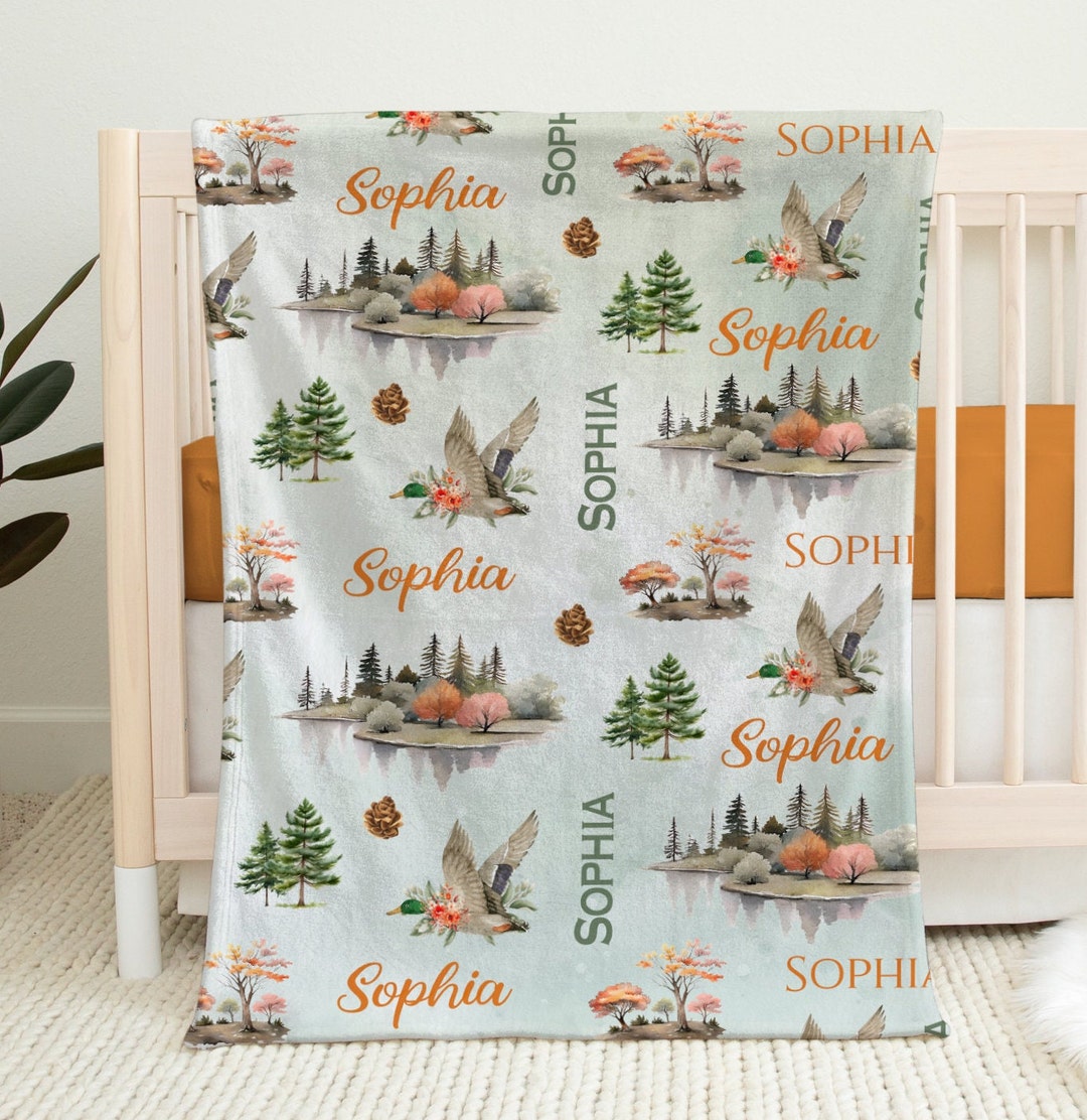 Personalized Baby Blanket, Baby Girl, Duck, Baby, Nursery, Mallard Duck ...