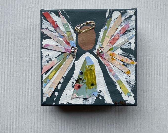 Angel Painting/ Angel Collage, Mixed Media/ Original Painting ...