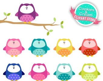 Owls Clipart 'BIRTHDAY OWLS' Clip Art. Digital Owls | Etsy