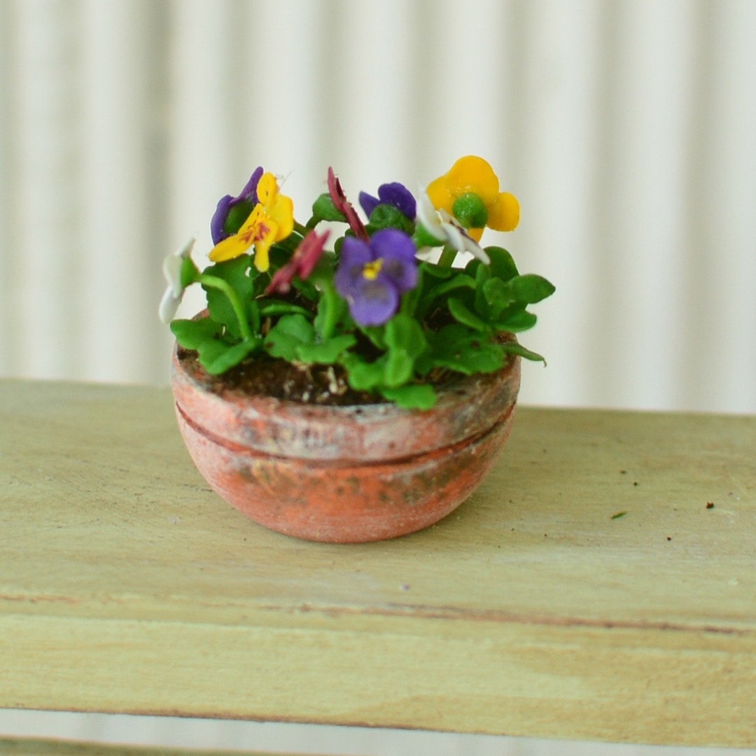 Made to Order - Miniature Pansies - Dollhouse Potted Pansies ...