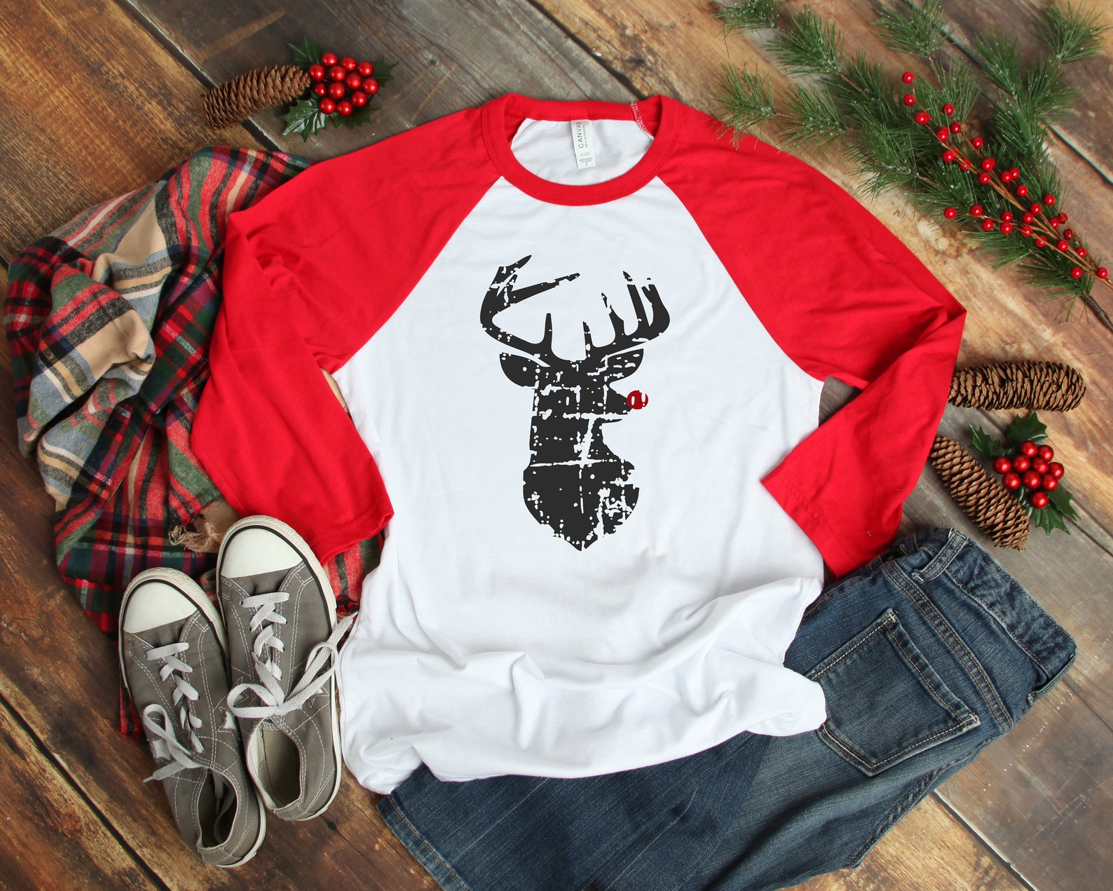 Reindeer Raglan Christmas Raglan Christmas Shirt Family - Etsy