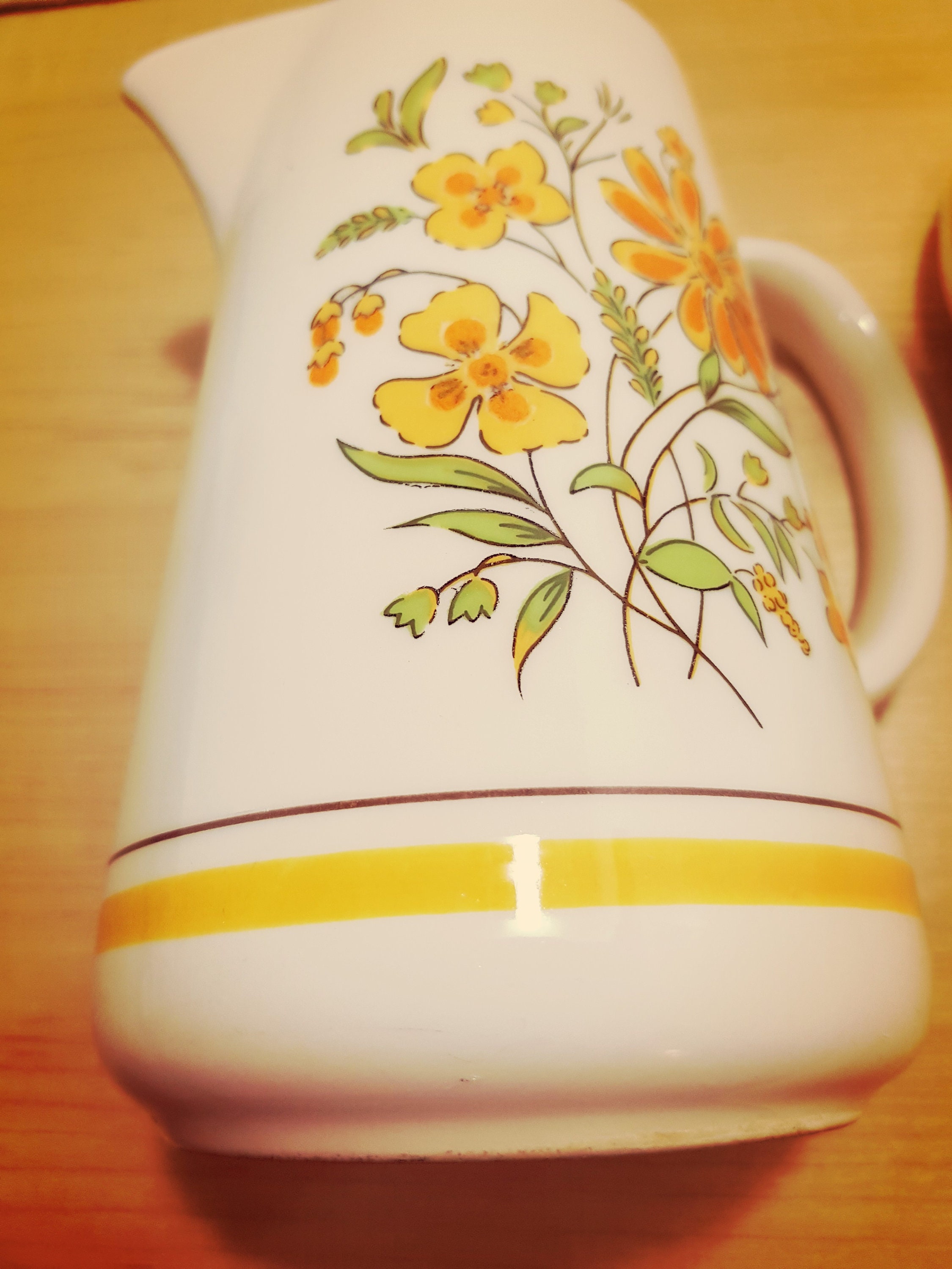 Vintage Geni Japan Hand Painted Country Flowers Pitchers/Jugs | Etsy