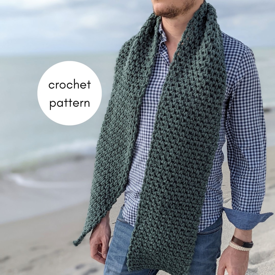CROCHET PATTERN, Men's Crochet Scarf Pattern, Beginner Men's Crochet ...