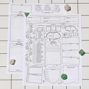 Doodle Dnd 5e Character Sheet Cute Pastel Green | PDF Printable ...