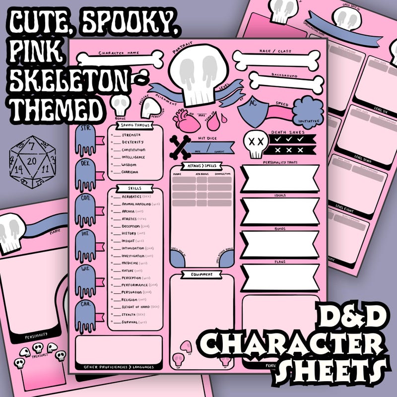 Dnd Character Skull Sheet - Etsy