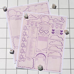 Starry Night Dnd 5e Character Sheet Cute Pastel Purple | PDF Printable ...