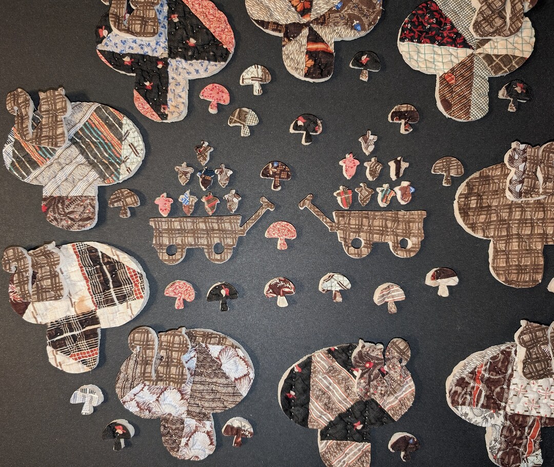 Mushroom, Acorn, Squirrel & Wagon Die-cuts From Antique Handstitched ...