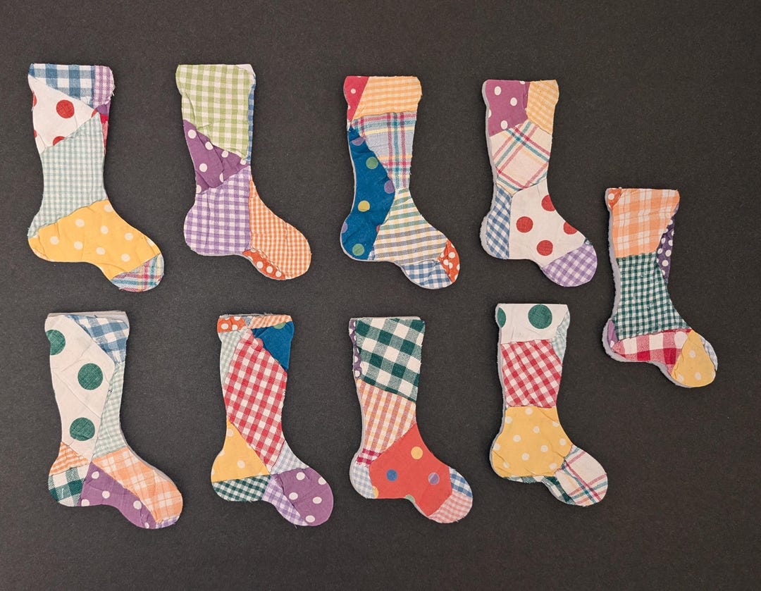 Sock Die-cuts From Patchwork Quilt - Set of 9 - Cutter Quilt Socks ...